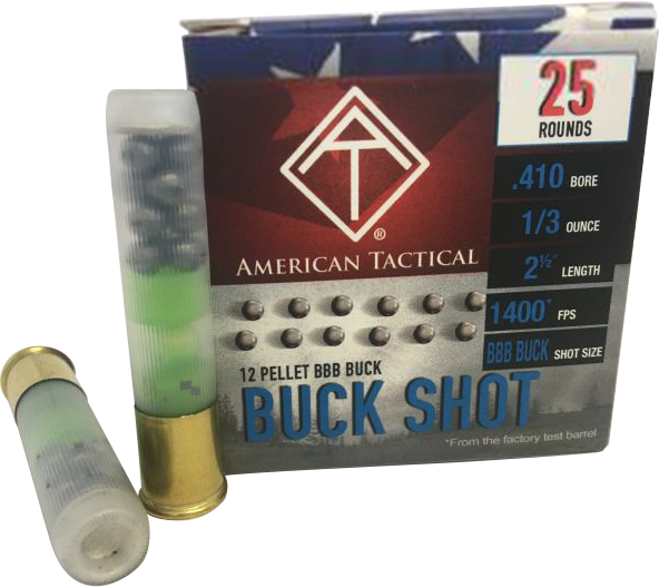 ATI .410ga Buckshot 2.5 Inch Shotgun Shells - 12 Pellets | BBB Buck ...
